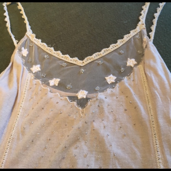 Hot Kiss | Tops | Rare Beaded Crochet Star Cami Tank Top Cream | Poshmark