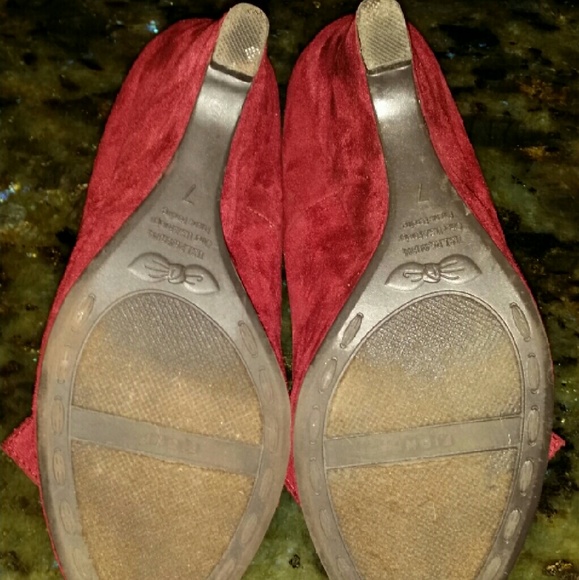 FIONI Clothing | Shoes | Fioni Burgandy Open Toe Wedges | Poshmark