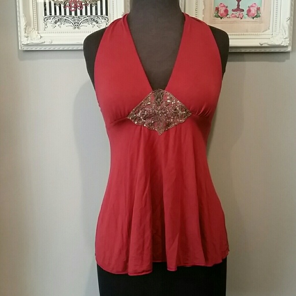 Tops | Halter Top With Center Embellishment | Poshmark