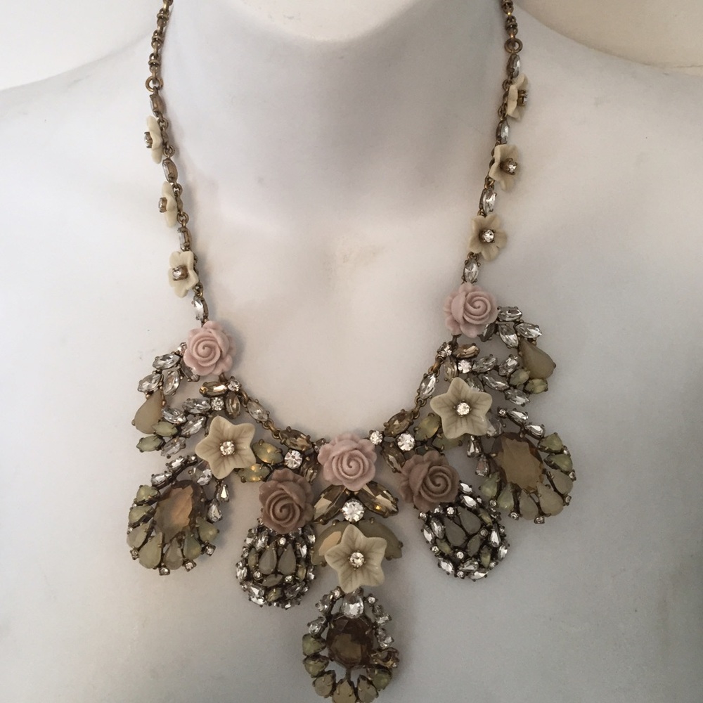 J Crew Jeweled Flower Necklace - Gem