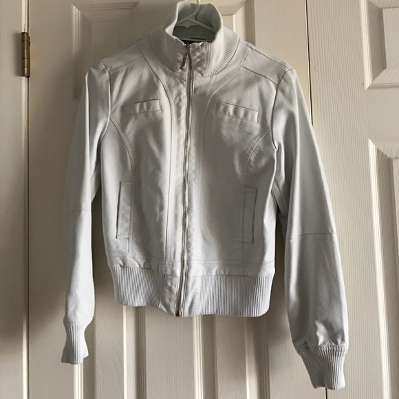 HK2028 | Jackets & Coats | White Faux Leather Jacket | Poshmark