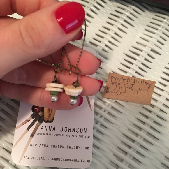 Anna Johnson | Jewelry | Rare Anna Johnson Ostrich Egg Earrings | Poshmark