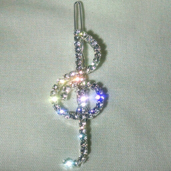 Accessories | Beautiful Music Note Rhinestones Hair Barrette | Poshmark