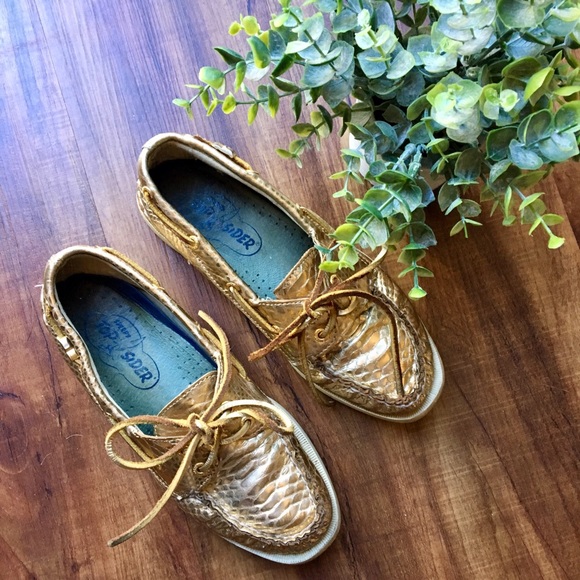 Sperry | Shoes | Gold Python Snake Skin Sperry Boat Shoes | Poshmark