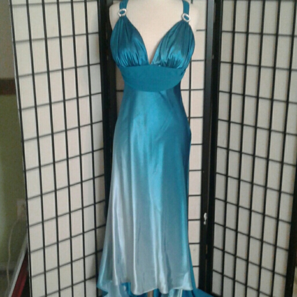 Turquoise Prom Satin Dress - Gem
