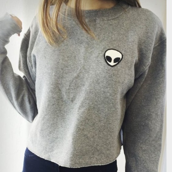 Tops | Rare Brandy Melville Nancy Gray Alien Crewneck | Poshmark