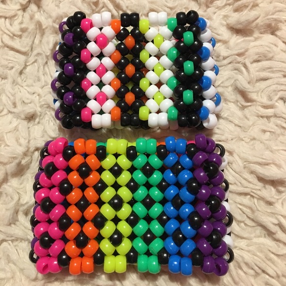 Accessories | Two Rainbow Triple Xbase Kandi Cuffs | Poshmark