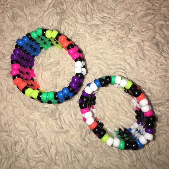 Accessories | Two Rainbow Triple Xbase Kandi Cuffs | Poshmark