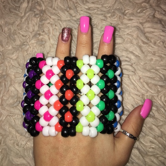 Accessories | Two Rainbow Triple Xbase Kandi Cuffs | Poshmark