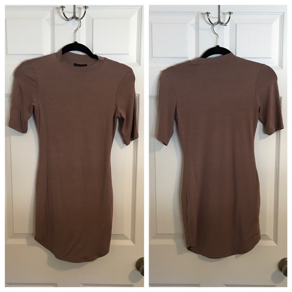 Dresses | Mocha Colored Short Sleeve Dress | Poshmark