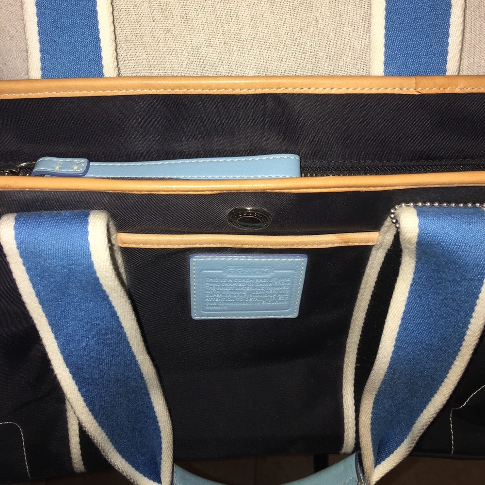 Coach Hamptons Black Nylon Leather Tote - Gem