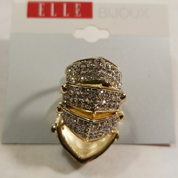 Elle | Jewelry | Elle Gold Tone Simulated Crystals Knuckle Ring | Poshmark