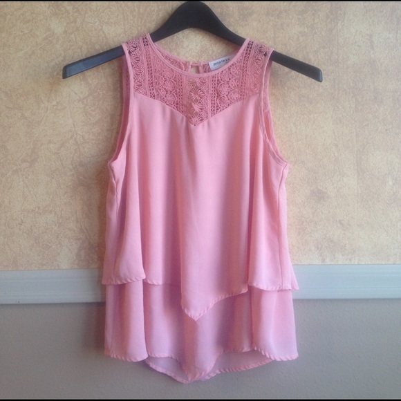 Monteau | Tops | Sheer Coral Pink Top | Poshmark