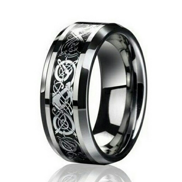 Jewelry | Silver Black Titanium Celtic Knotwork Band 8mm | Poshmark