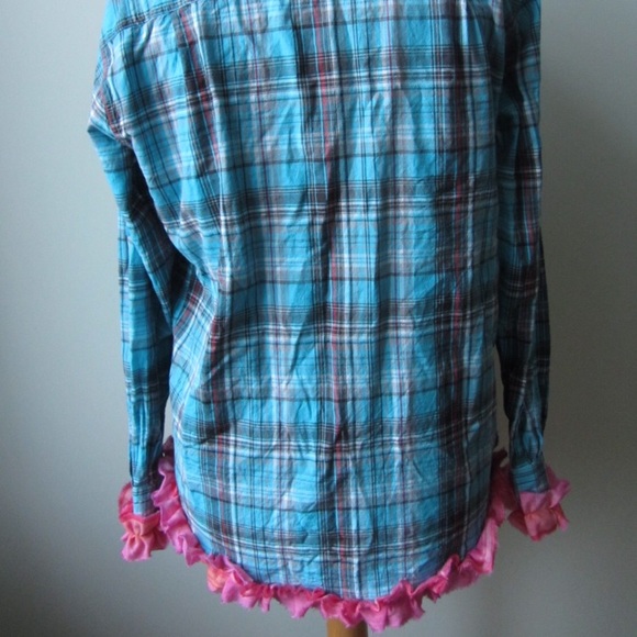 Tops | Handmade Upcycled Tattered Plaid Shirt Medlrg | Poshmark