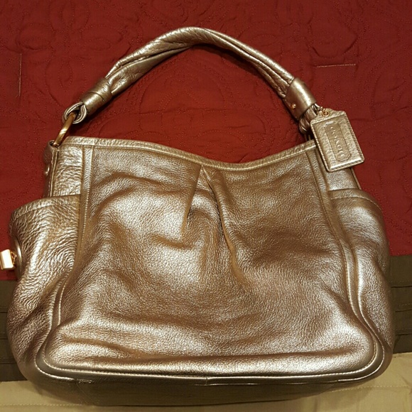 Bags | Coach Rose Gold Metallic Leather Bag | Poshmark