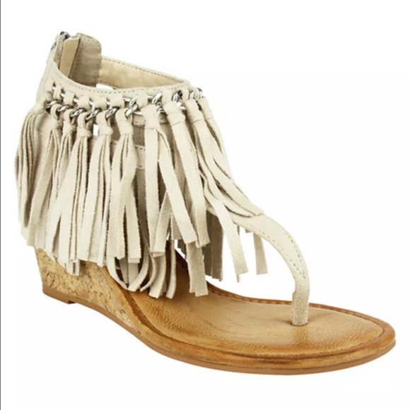 Not Rated | Shoes | Nwt Sybil Fringe Wedge Sandal | Poshmark