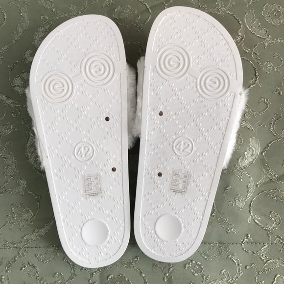 Shoes | White Fuzzy Slides Brand New | Poshmark