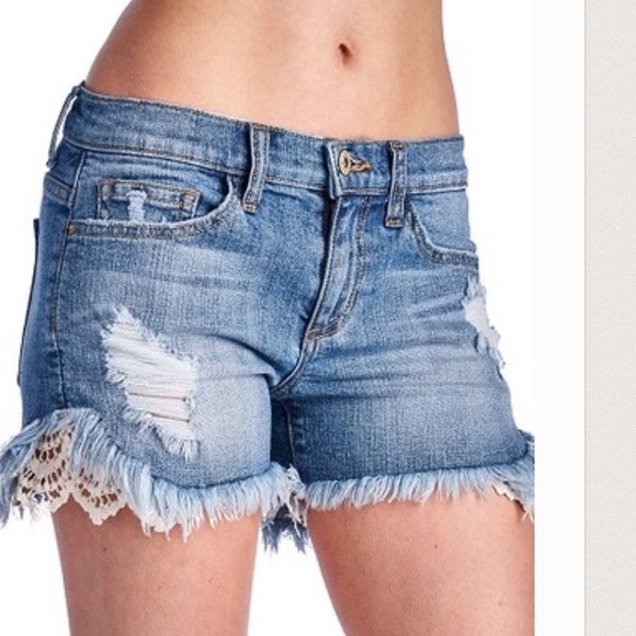 2 a T Boutique | Shorts | Last One Lace Trim Denim Cut Off Shorts ...