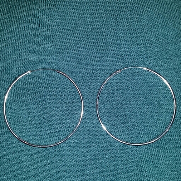 Jewelry | Basic 925 Sterling Silver Hoop Earrings 2 Inch | Poshmark