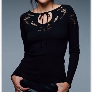 Free People | Tops | Free People Cut Out Long Sleeve Tee | Poshmark