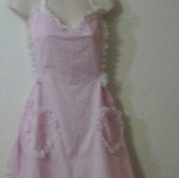 Other | Retro 5s Style Pink Heart Apron With Lace | Poshmark