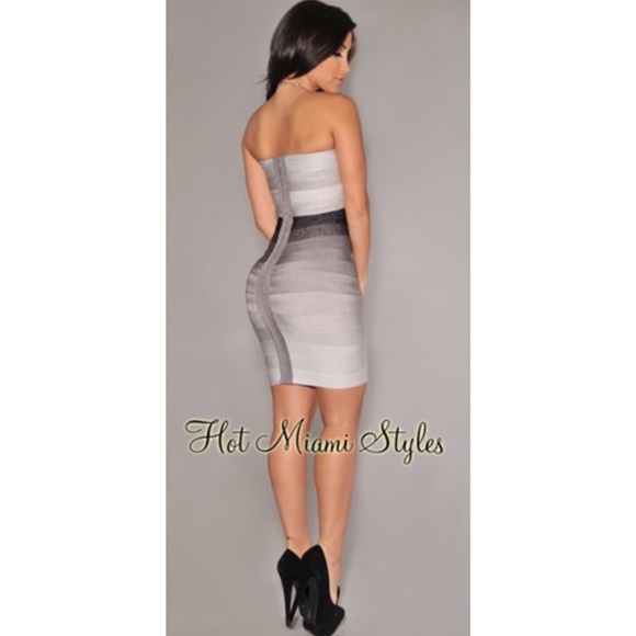 Hot Miami Styles | Dresses | Hot Miami Styles Gray Ombr Bandage Dress ...