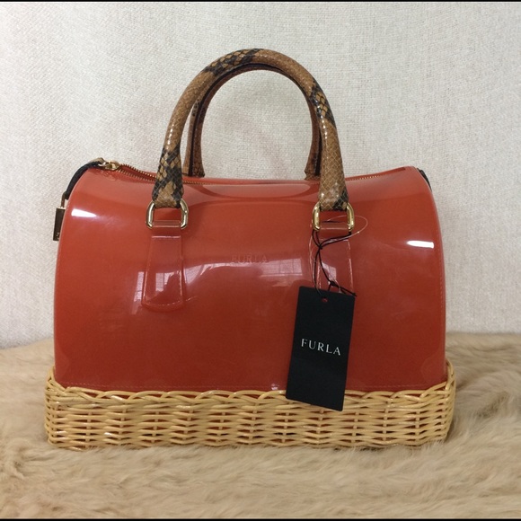 Furla | Bags | Furla Orange Wicker Candy Satchel | Poshmark