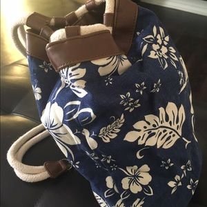 Bags | Canvas Beach Print Drawstring Bucket Bag | Poshmark