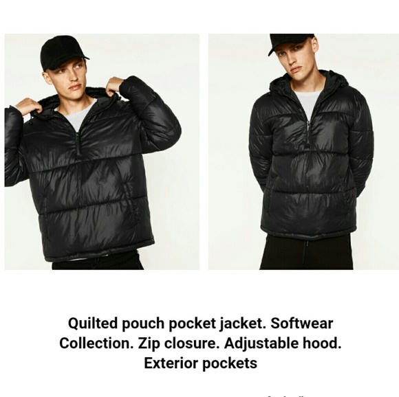 Zara | Jackets & Coats | Zara Men Hood Pouch Pocket Jacket Size M L ...