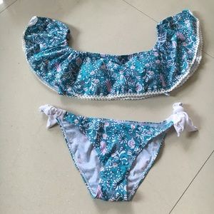 Swim | Vintage Off Shoulder Ruffle Floral Bikini Swimsuit | Poshmark