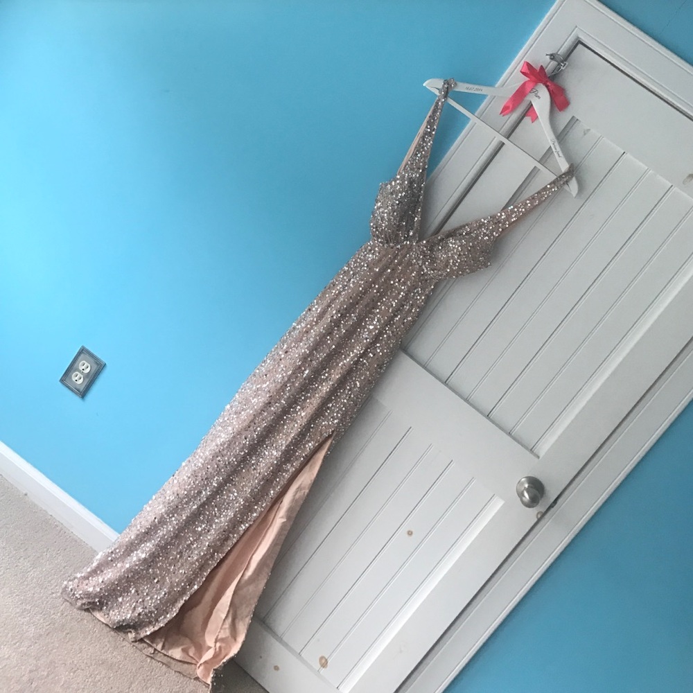Full Sequined Embellished Prom Dress - Gem