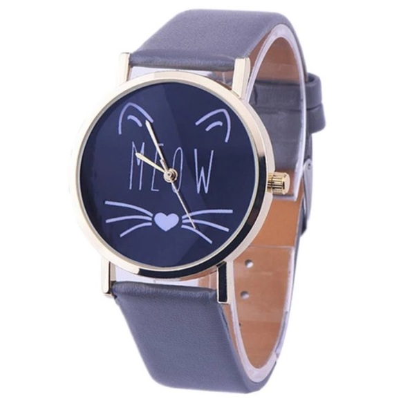 Accessories | New Faux Leather Cats Meow Wristwatch In Black | Poshmark