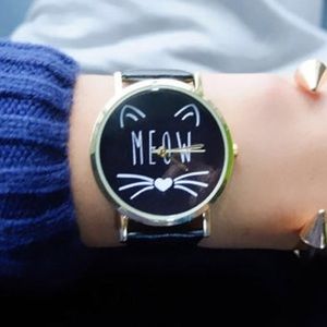 Accessories | New Faux Leather Cats Meow Wristwatch In Black | Poshmark
