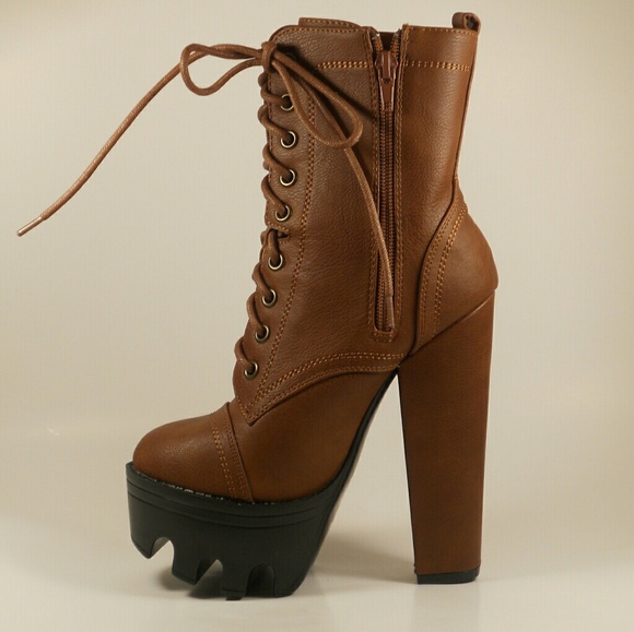 Shoes | Tan Chunky Heel Booties | Poshmark