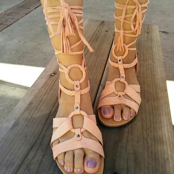 Shoes | The Iman Melon Lace Up Gladiator Sandal | Poshmark