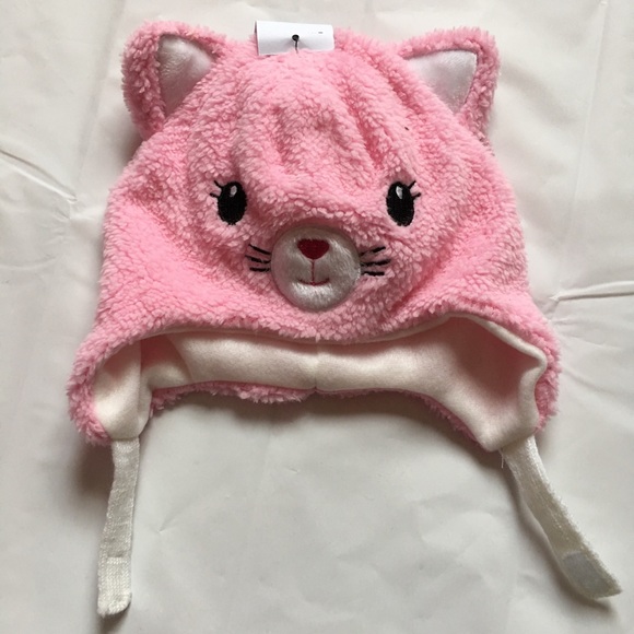 Accessories | Pink Fuzzy Cat Baby Girls Winter Hat Set New | Poshmark
