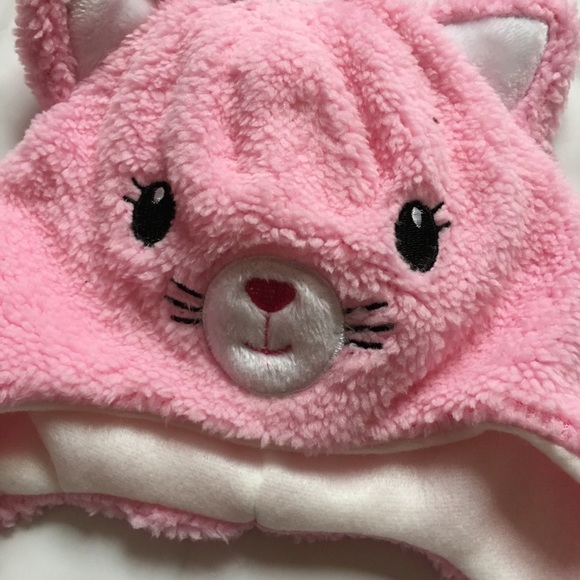 Accessories | Pink Fuzzy Cat Baby Girls Winter Hat Set New | Poshmark