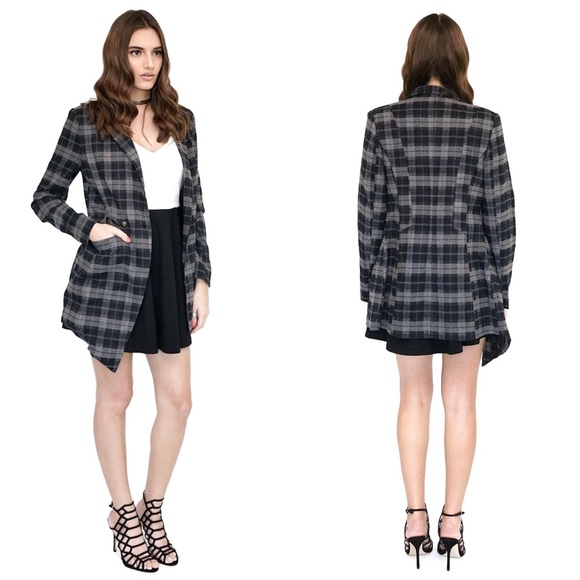 Style Link Miami | Jackets & Coats | Grey And Black Asymmetrical Plaid ...