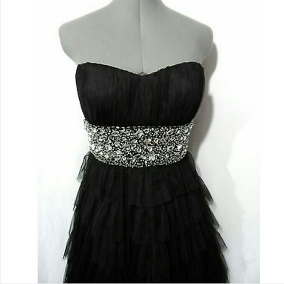 Deb | Dresses | Deb Formal Prom Dress 9 Black Beaded Tulle Tier | Poshmark
