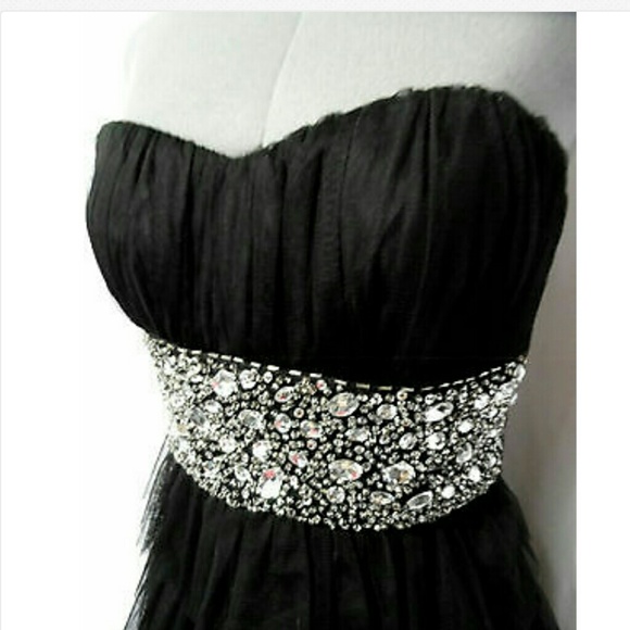 Deb | Dresses | Deb Formal Prom Dress 9 Black Beaded Tulle Tier | Poshmark