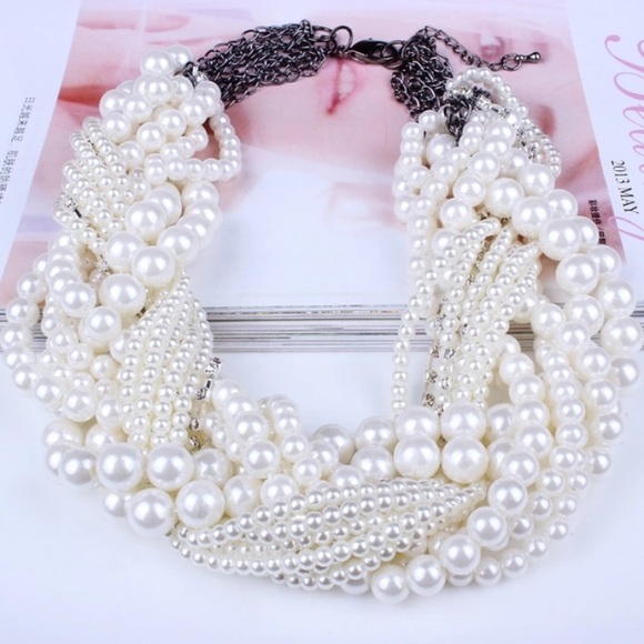 Jewelry | Gorgeous Multilayer Pearls Diamond Necklace | Poshmark