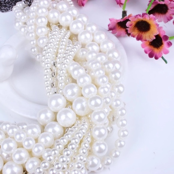 Jewelry | Gorgeous Multilayer Pearls Diamond Necklace | Poshmark