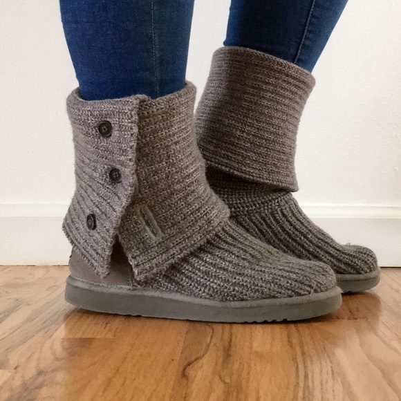 UGG | Shoes | Ugg Grey Knit Boots | Poshmark