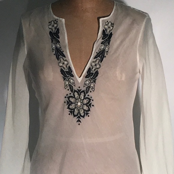 Theory | Tops | Theory Sheer Silk Blend Voile Tunic Wembroidery | Poshmark
