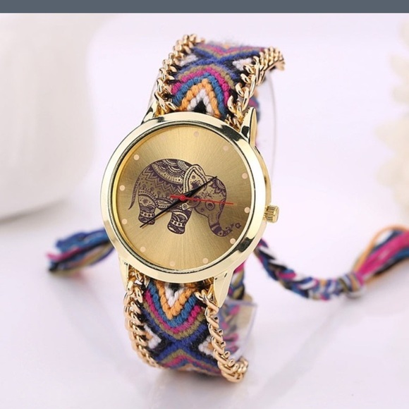 Jewelry | Boho Elephant Pattern Weaved Rope Dial Watch | Poshmark