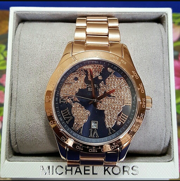 Michael Kors | Accessories | Nwt Michael Kors Crystal Map Rose Gold ...