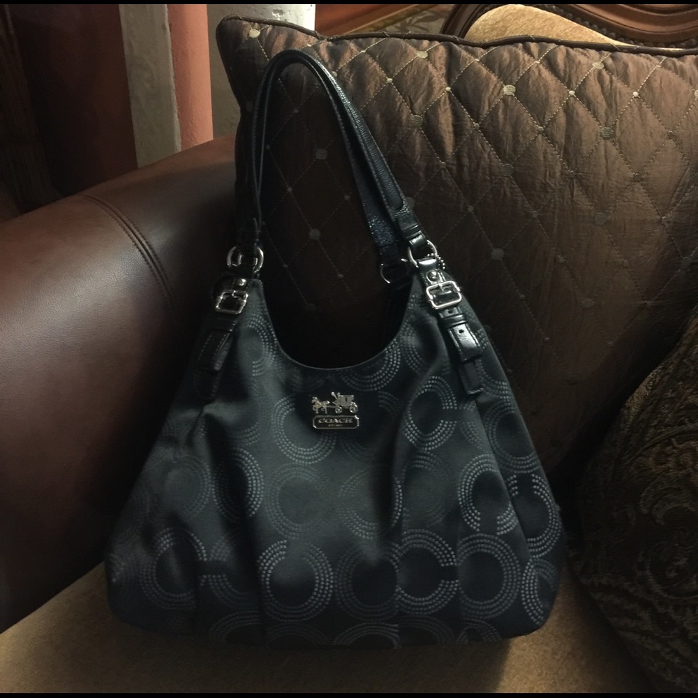 Coach New Black Monogram Medium Bag - Gem