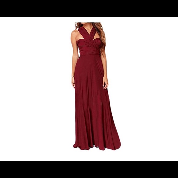Dresses | Maroon Maxi Convertible Dress Lot Of 3 Ssm | Poshmark