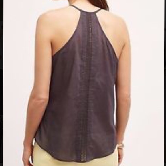 Anthropologie | Tops | Hples Cocotiers Ruffled Mora Tank Dark Grey ...